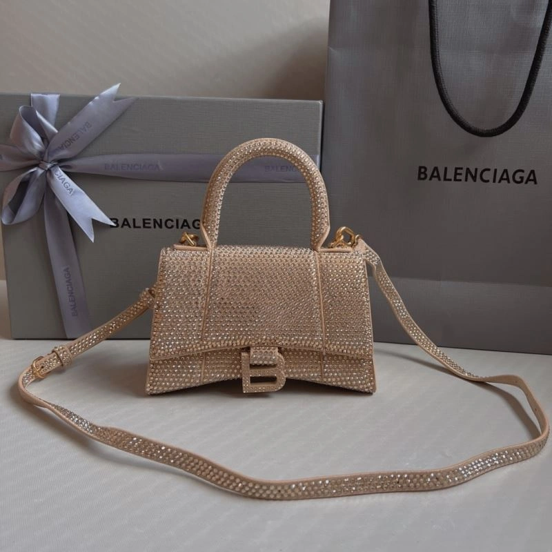 Balenciaga Rhinestone Hourglass Bag in Milk Tea Elegance