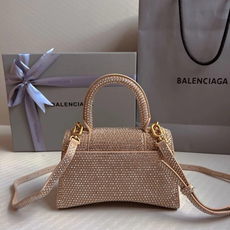Factory-made Balenciaga Rhinestone Hourglass Bag in Milk Tea Elegance