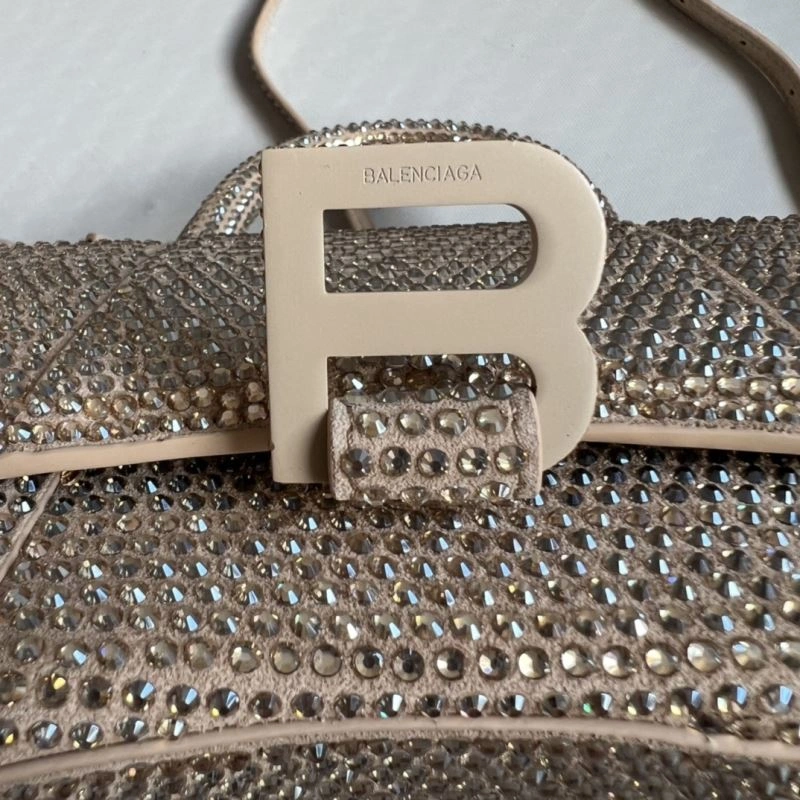 Factory-made Balenciaga Rhinestone Hourglass Bag in Milk Tea Elegance