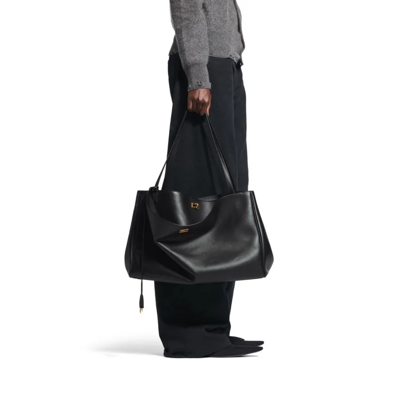 Indistinguishable Balenciaga Rodeo Luxe Open-Top Tote with Metal Turn-Lock