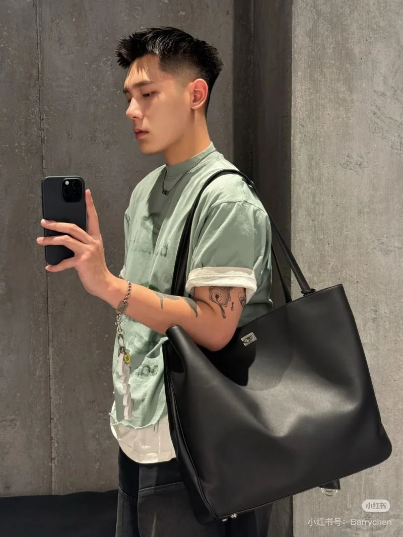 Indistinguishable Balenciaga Rodeo Luxe Open-Top Tote with Metal Turn-Lock