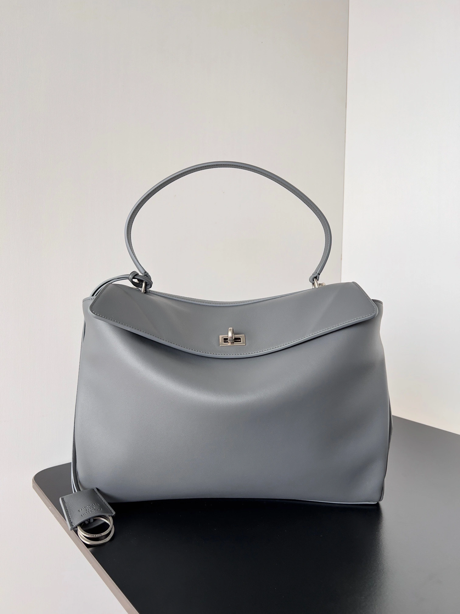 Balenciaga Rodeo Luxe Oversized Calfskin Bag with Silver Buckle