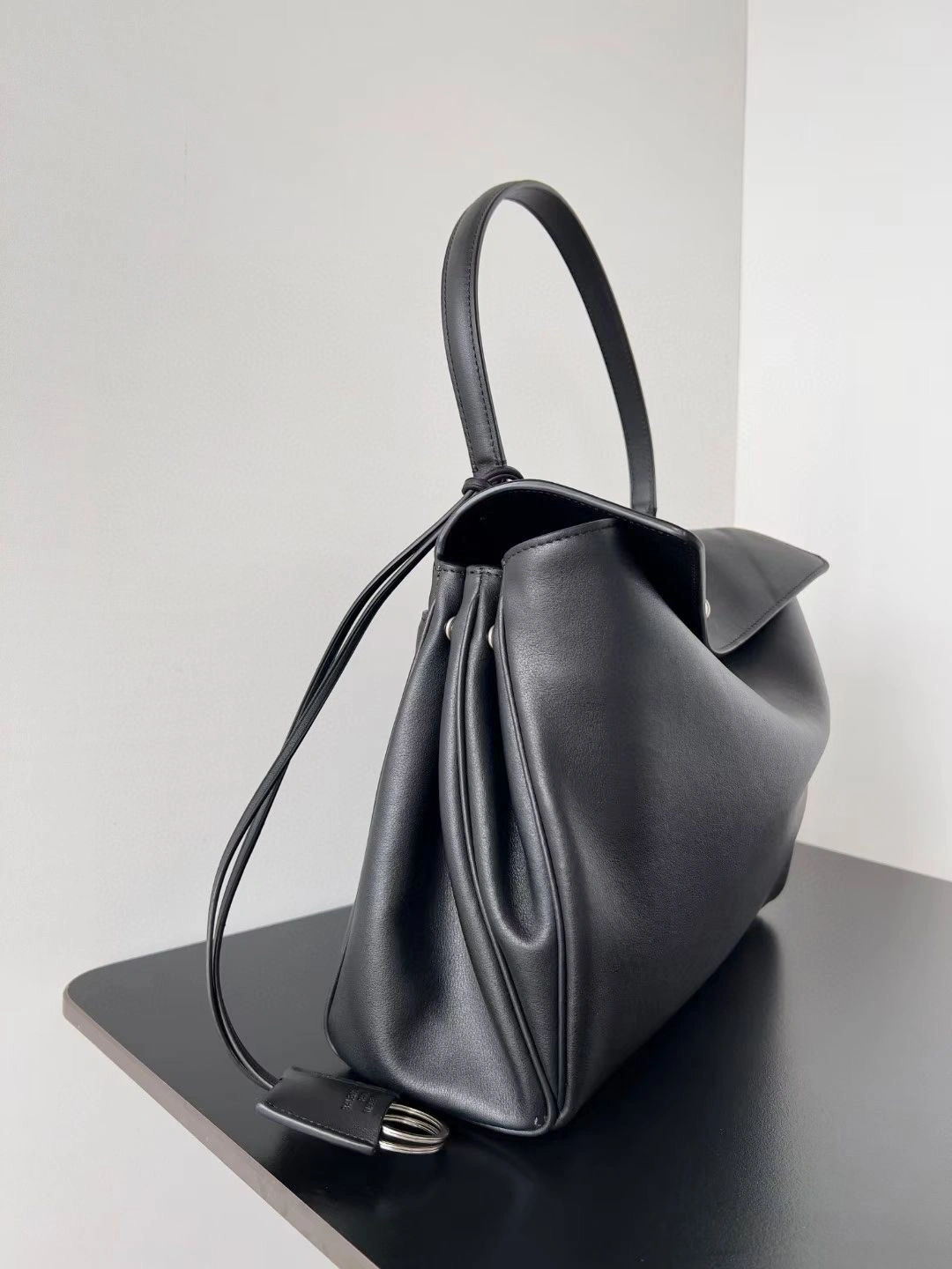 Brand-original Balenciaga Rodeo Luxe Oversized Calfskin Bag with Silver Buckle