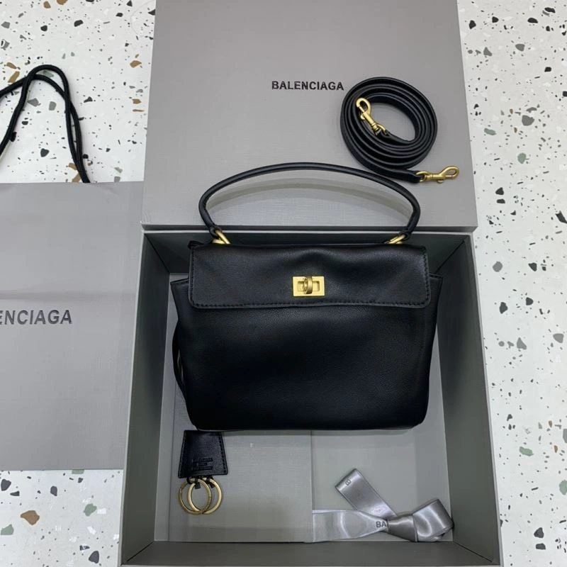 Balenciaga Rodeo Mini Black Leather Bag with Gold Buckle - Unisex Chic