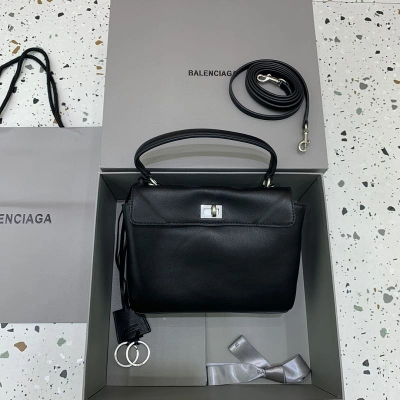 Balenciaga Rodeo Mini Black Leather Bag with Silver Buckle
