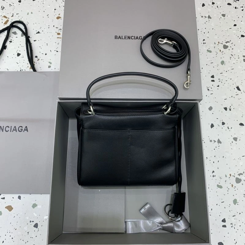 Authentic Balenciaga Rodeo Mini Black Leather Bag with Silver Buckle
