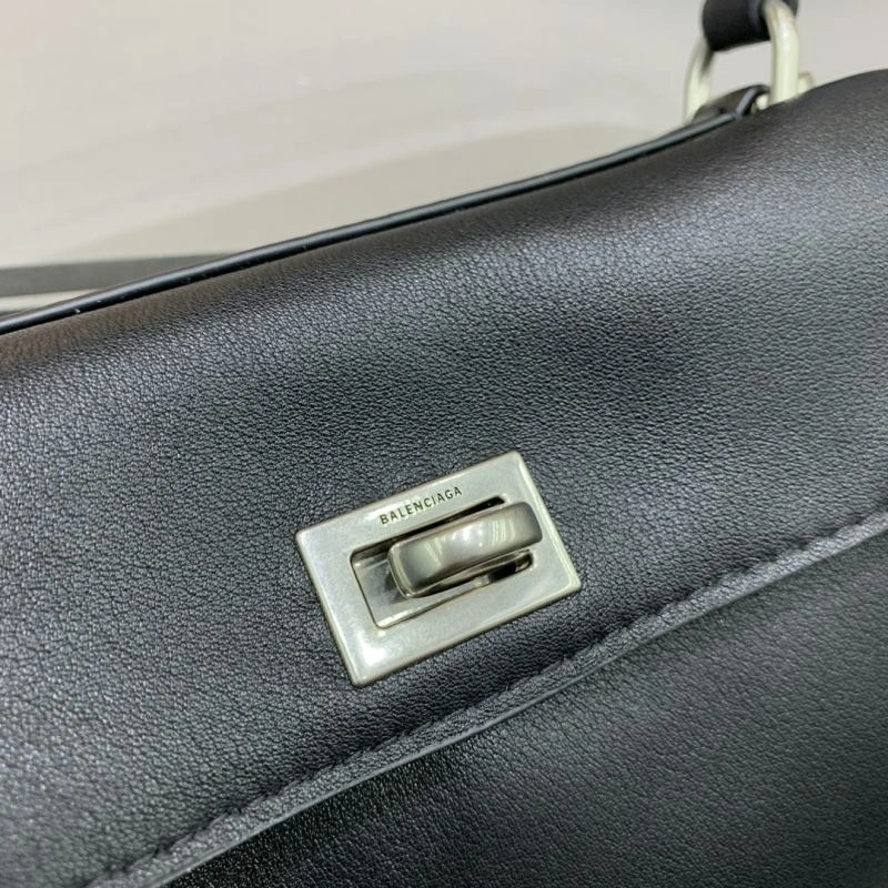 Authentic Balenciaga Rodeo Mini Black Leather Bag with Silver Buckle