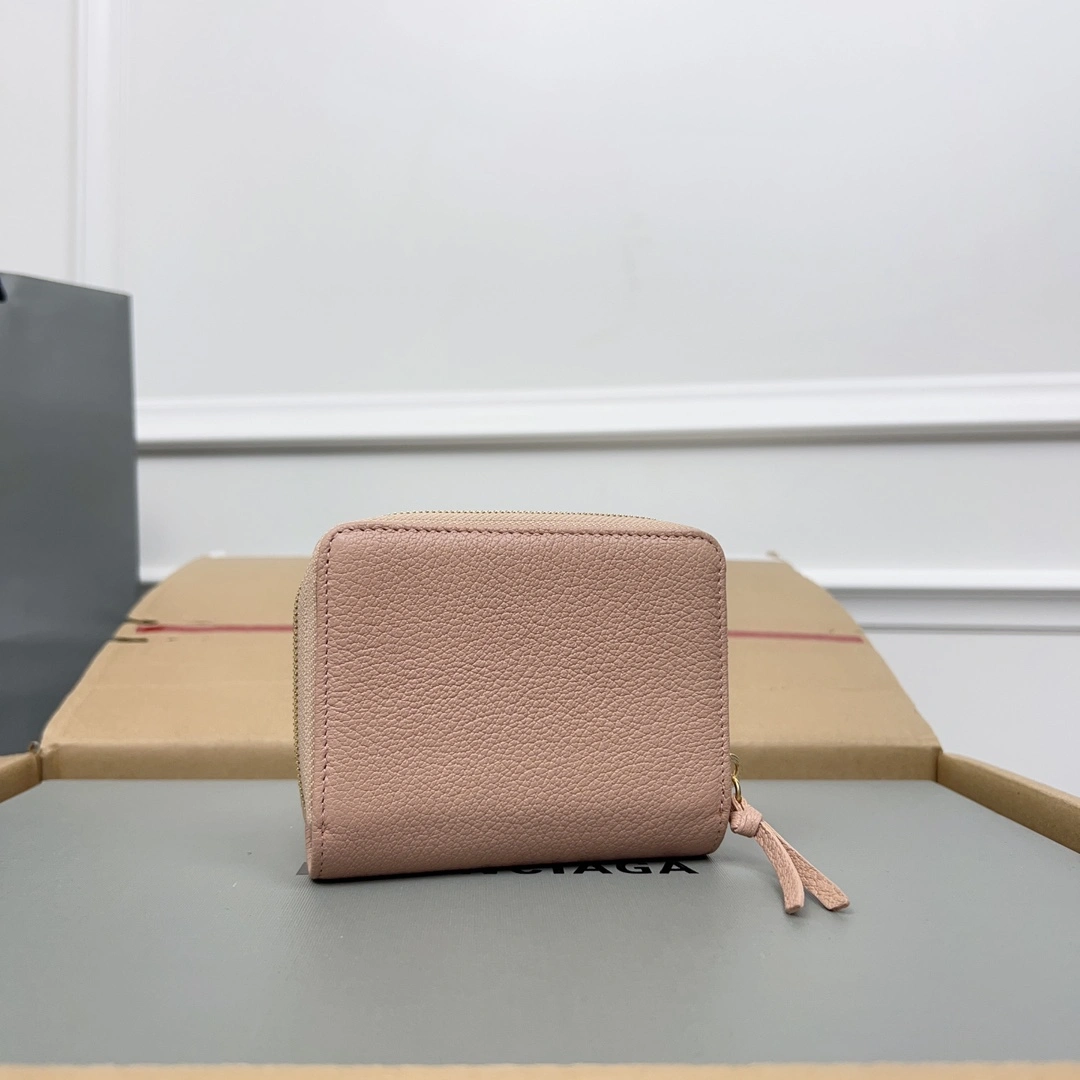 OEM Balenciaga Rose Pink Vintage Goat Leather Mini Organizer Wallet
