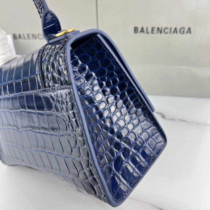 Factory-made Balenciaga Royal Blue Crocodile Hourglass Bag with Gold Buckle