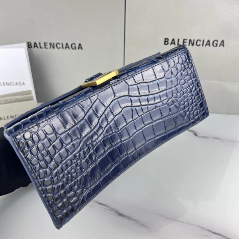 Factory-made Balenciaga Royal Blue Crocodile Hourglass Bag with Gold Buckle