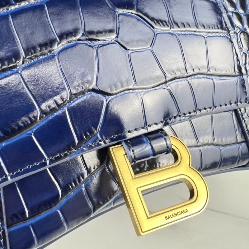 Factory-made Balenciaga Royal Blue Crocodile Hourglass Bag with Gold Buckle