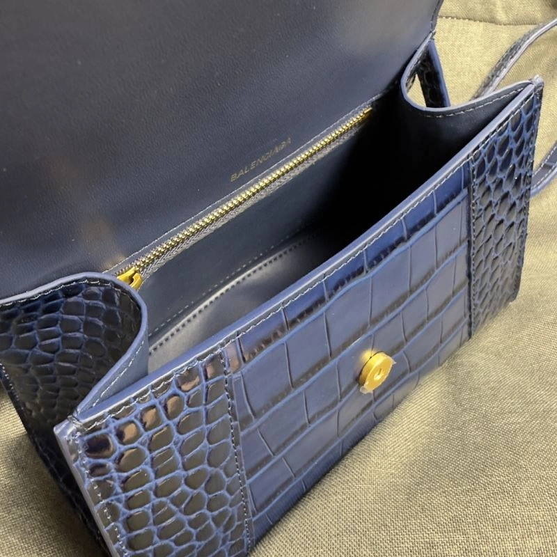 Perfect replica Balenciaga Royal Blue Crocodile Hourglass Bag with Gold Buckle