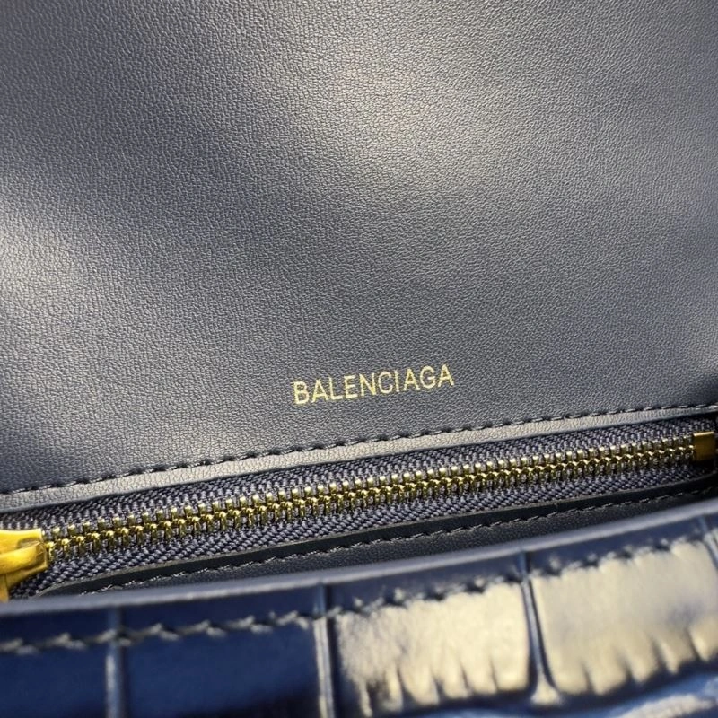 Perfect replica Balenciaga Royal Blue Crocodile Hourglass Bag with Gold Buckle