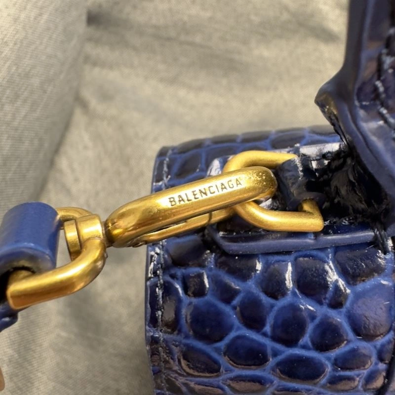 Perfect replica Balenciaga Royal Blue Crocodile Hourglass Bag with Gold Buckle