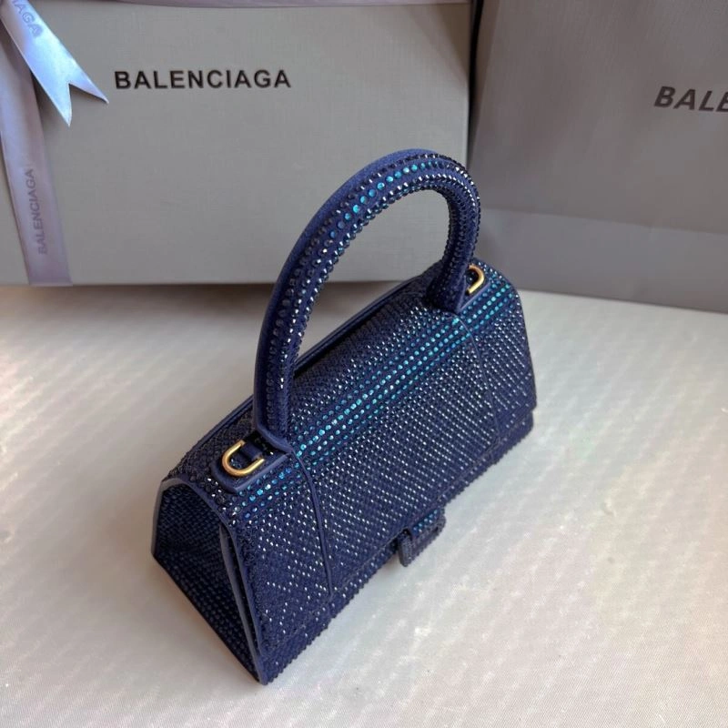 High accuracy Balenciaga Royal Blue Rhinestone Hourglass Bag with Unique Buckle