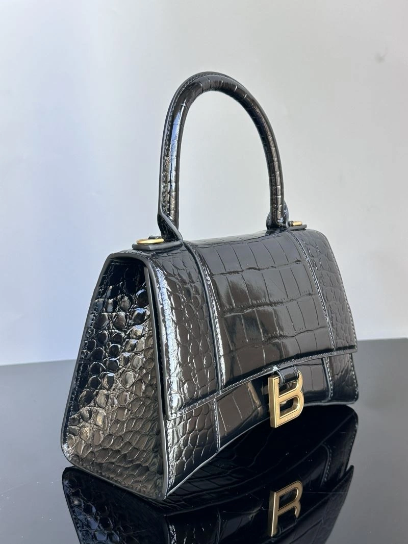 Low-cost Balenciaga S Hourglass Crocodile Bag with Gold Accents