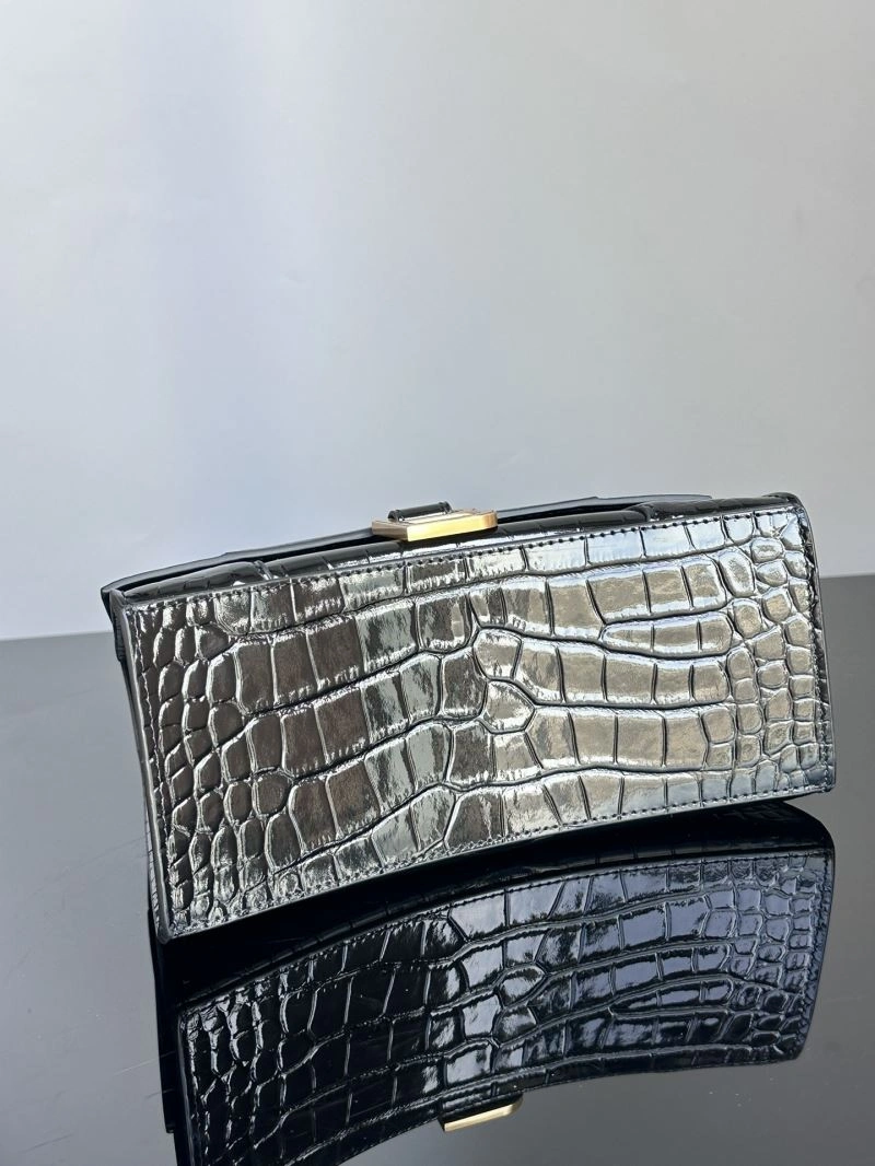 Low-cost Balenciaga S Hourglass Crocodile Bag with Gold Accents
