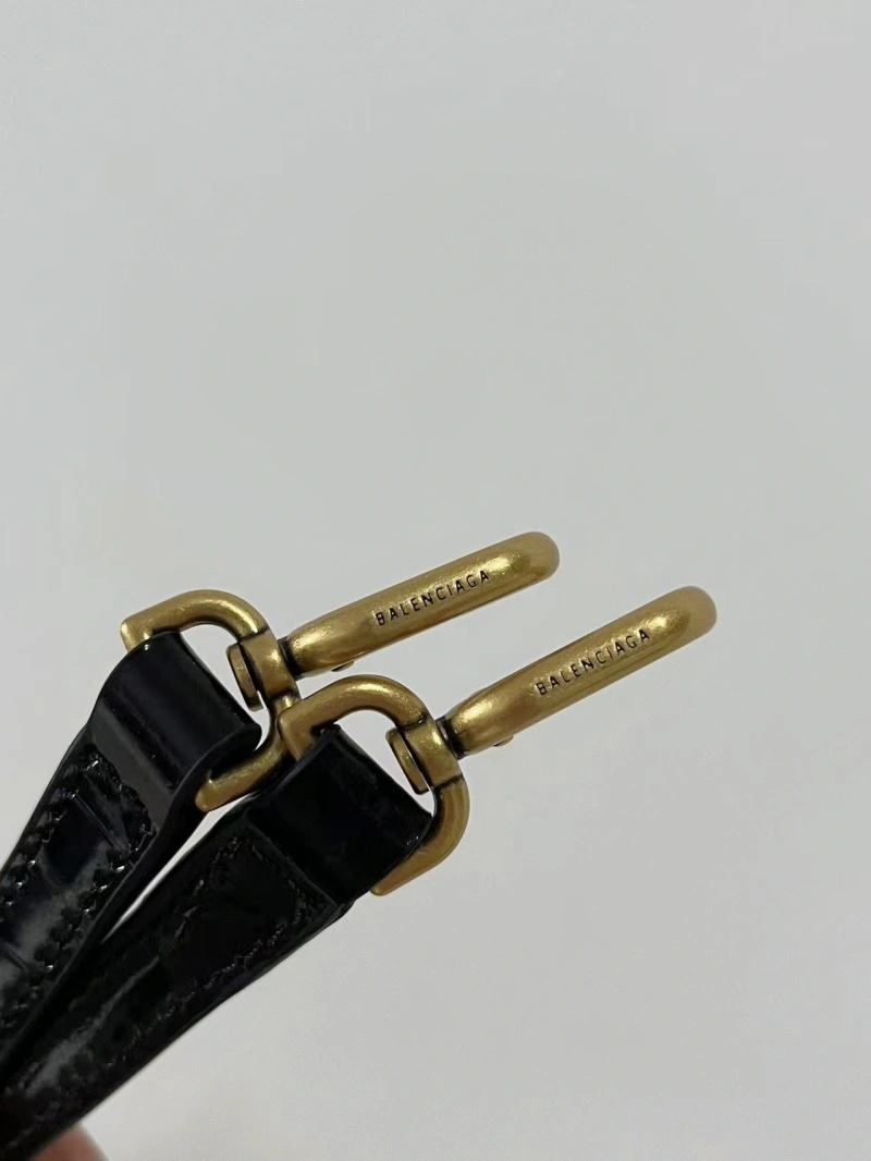 Low-cost Balenciaga S Hourglass Crocodile Bag with Gold Accents