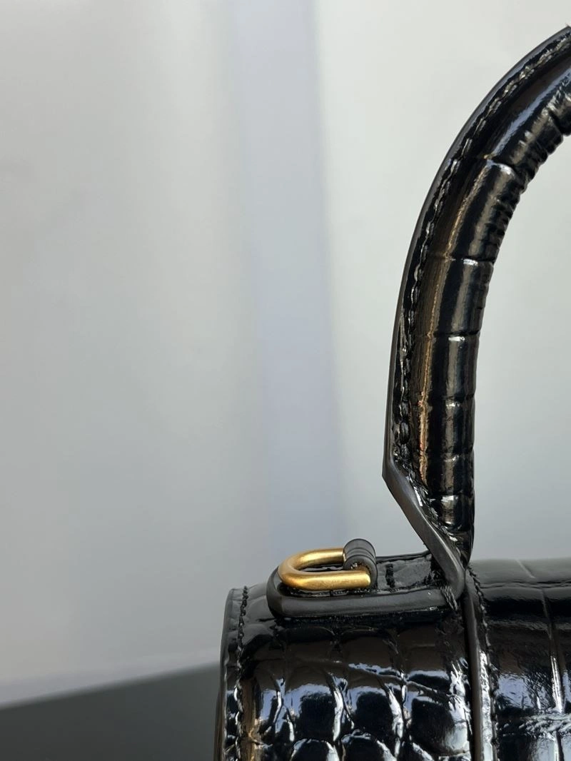 Low-cost Balenciaga S Hourglass Crocodile Bag with Gold Accents