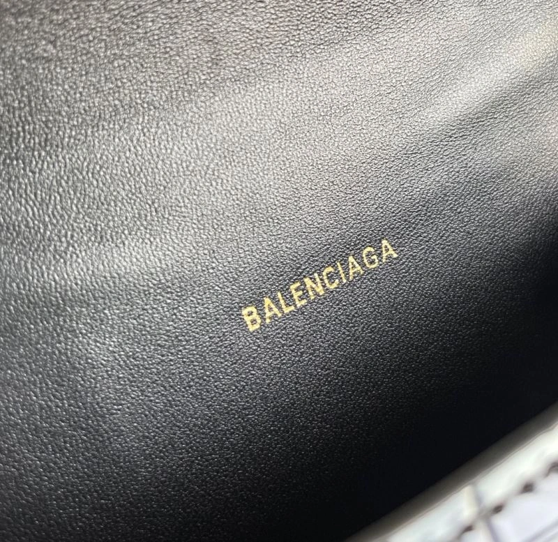 Low-cost Balenciaga S Hourglass Crocodile Bag with Gold Accents