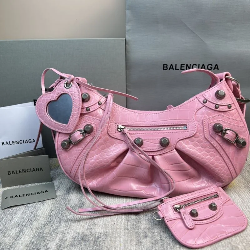 Balenciaga Sakura Pink CrocodileBalenciaga Le Cagole Half-Moon Bag