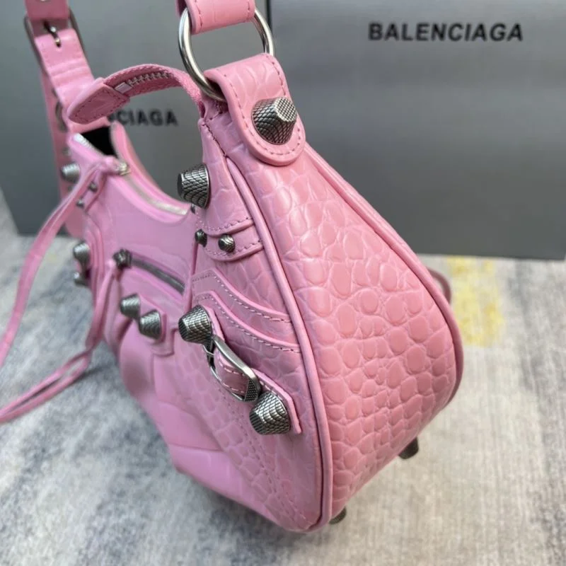 Indistinguishable Balenciaga Sakura Pink CrocodileBalenciaga Le Cagole Half-Moon Bag