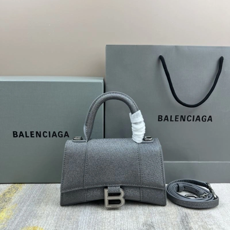 Balenciaga Shiny Gray Hourglass Bag - Chic Curved Design
