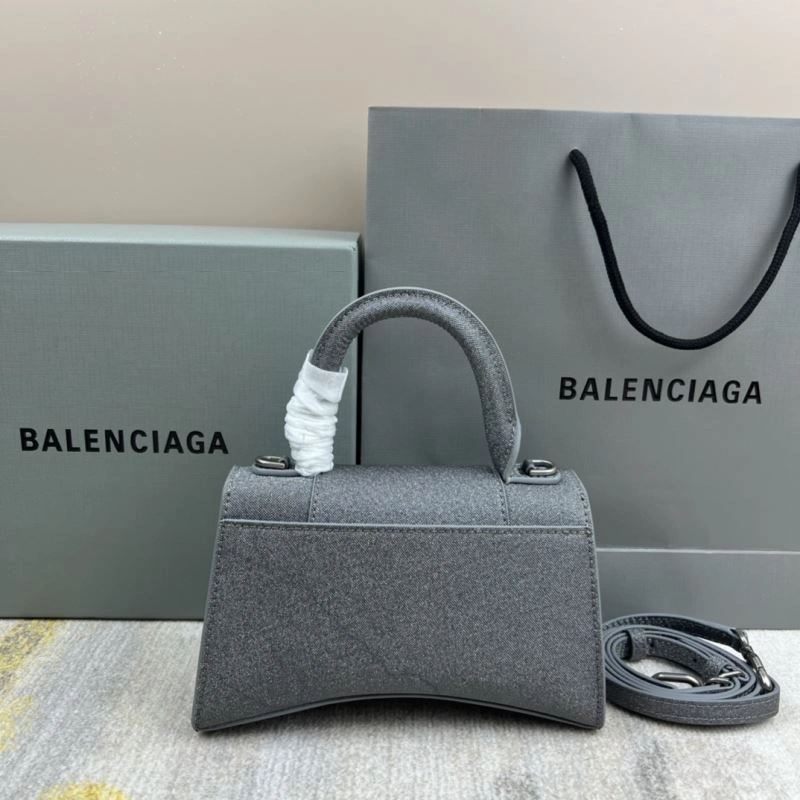 Cut-rate Balenciaga Shiny Gray Hourglass Bag - Chic Curved Design