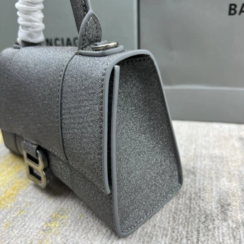Cut-rate Balenciaga Shiny Gray Hourglass Bag - Chic Curved Design
