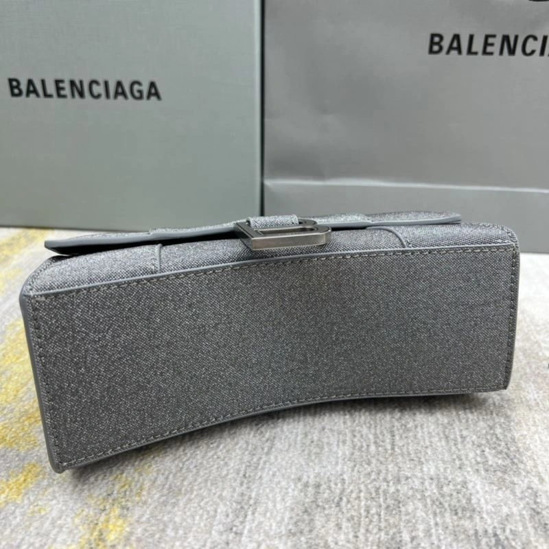 Cut-rate Balenciaga Shiny Gray Hourglass Bag - Chic Curved Design