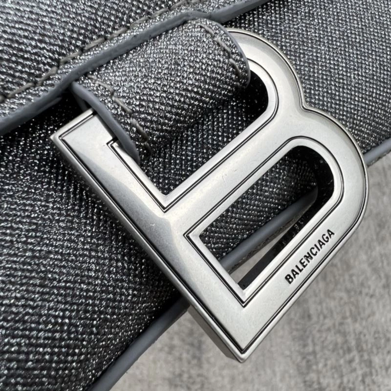 Cut-rate Balenciaga Shiny Gray Hourglass Bag - Chic Curved Design