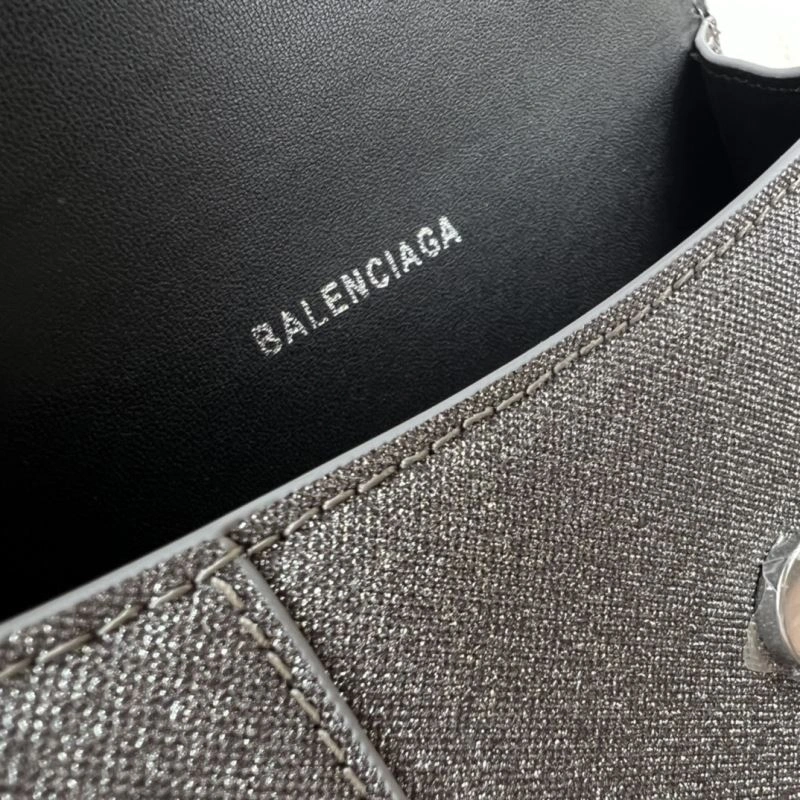 Cut-rate Balenciaga Shiny Gray Hourglass Bag - Chic Curved Design