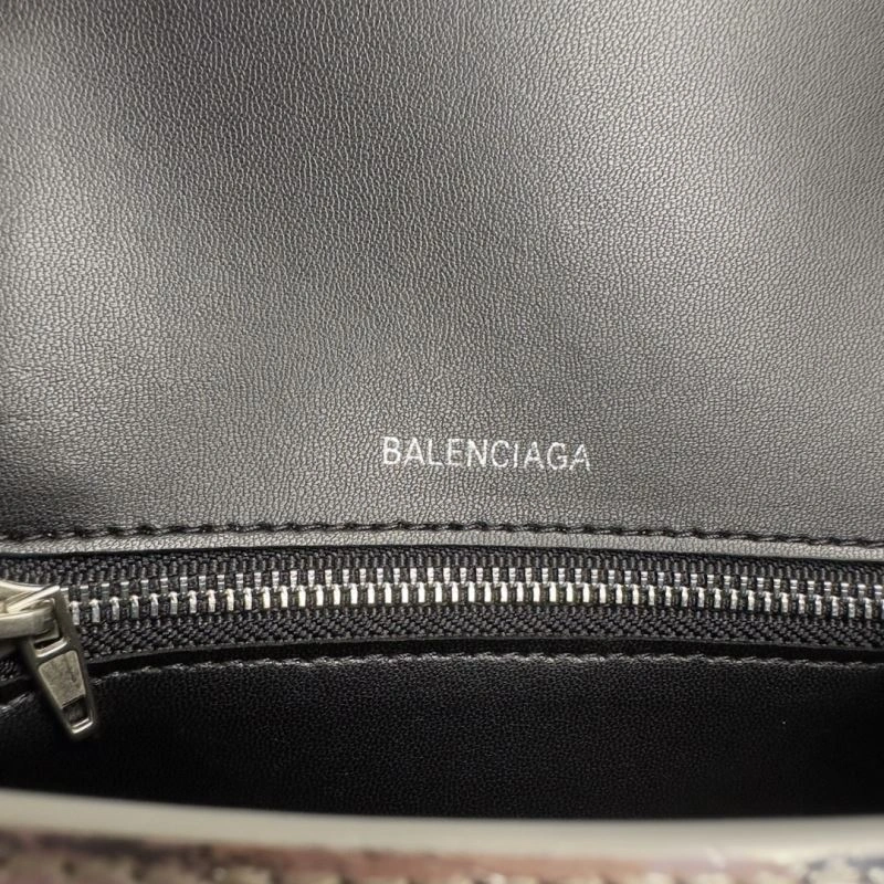 Inexpensive Balenciaga Silver Buckle Crocodile Hourglass Handbag - S Size
