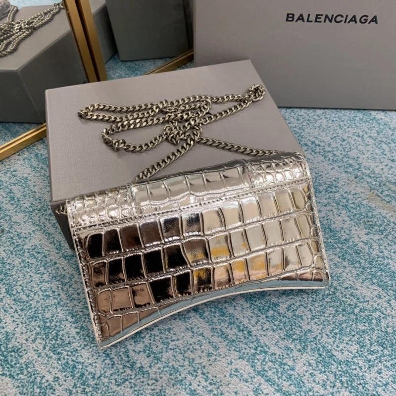 Mirror quality Balenciaga Silver Crocodile Hourglass Chain Bag - Model 656050