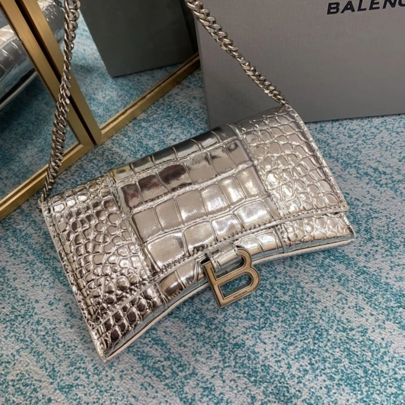 Mirror quality Balenciaga Silver Crocodile Hourglass Chain Bag - Model 656050