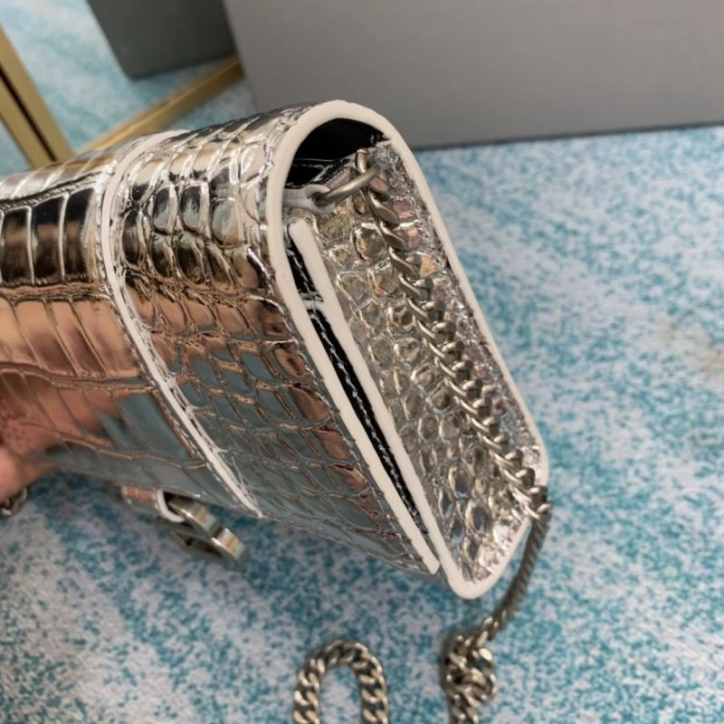 Mirror quality Balenciaga Silver Crocodile Hourglass Chain Bag - Model 656050