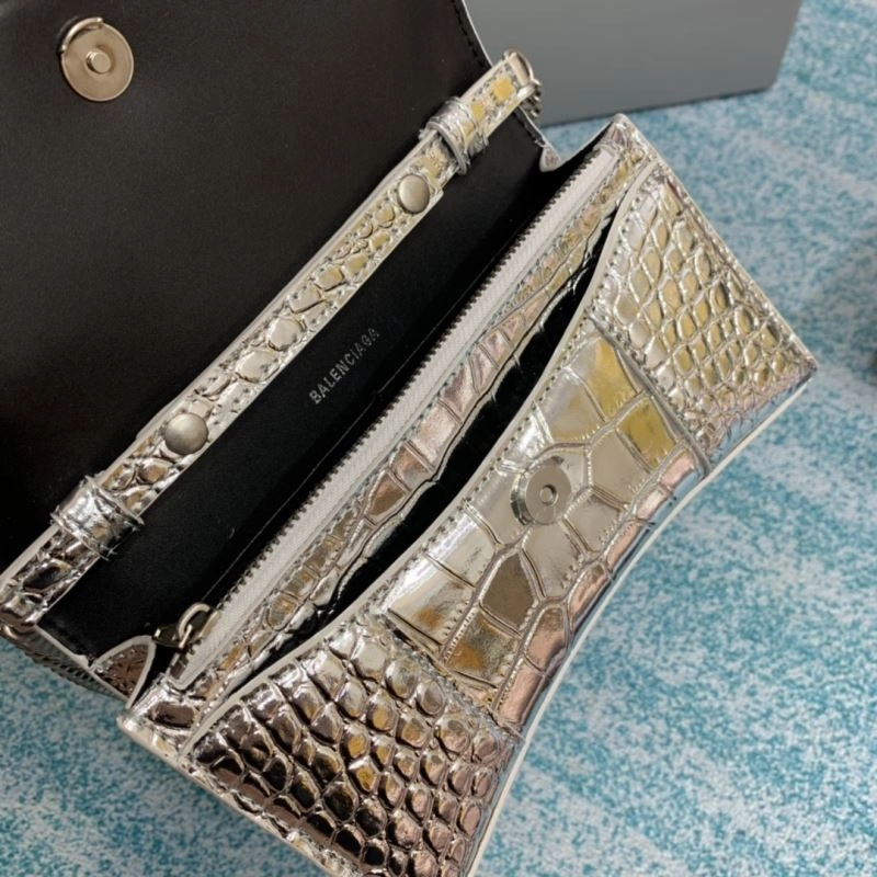 Mirror quality Balenciaga Silver Crocodile Hourglass Chain Bag - Model 656050