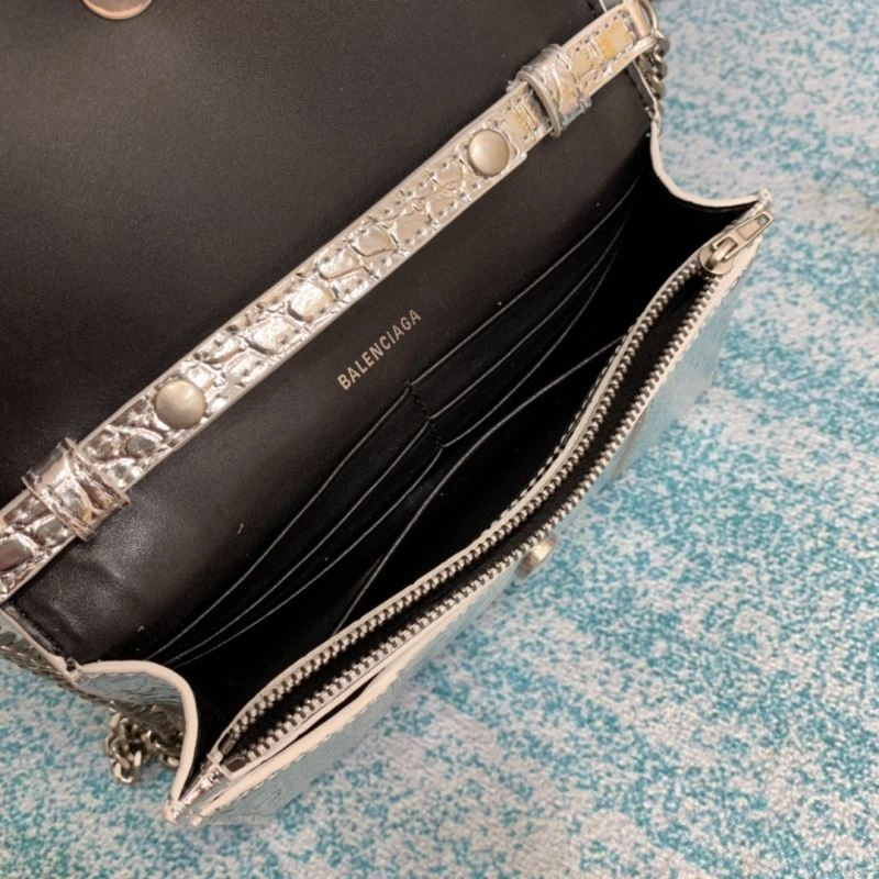 Mirror quality Balenciaga Silver Crocodile Hourglass Chain Bag - Model 656050