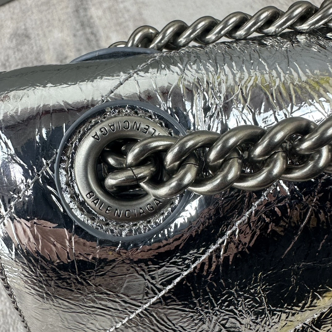 Precise copy Balenciaga Silver Crush Quilted Chain Bag - Stylish and Versatile