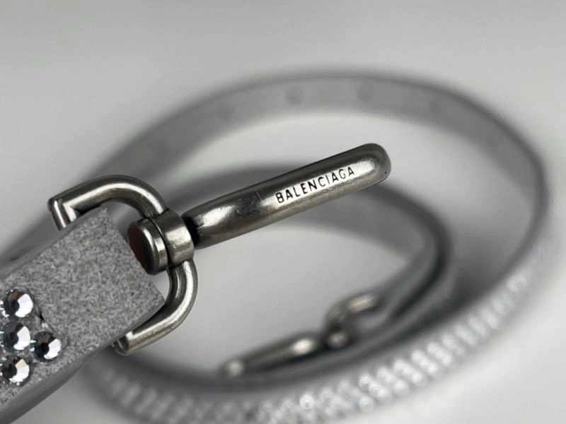 Top match Balenciaga Silver Rhinestone Hourglass Bag with Lambskin Interior