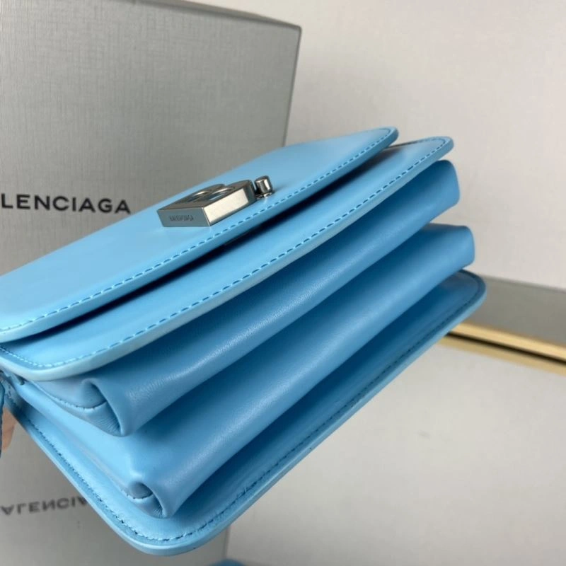 High fidelity Balenciaga Sky Blue Tofu Bag with Big B Hardware