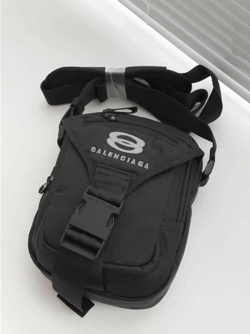 Balenciaga Small Checked Nylon Crossbody Bag with Flap