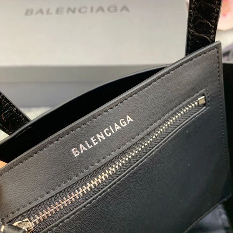 Discounted Balenciaga Small Crocodile Pattern Shopping Bag - Black