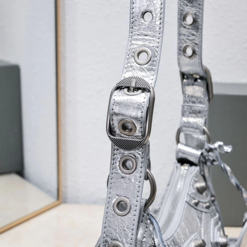 Legit Balenciaga Small Silver-White Crescent Bag 26cm