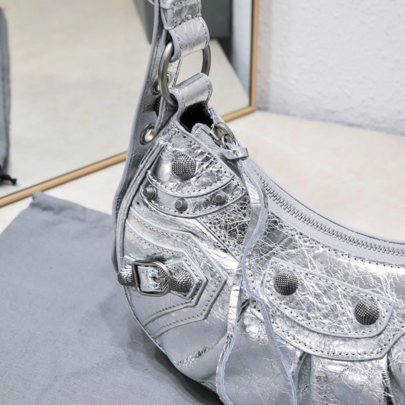 Legit Balenciaga Small Silver-White Crescent Bag 26cm