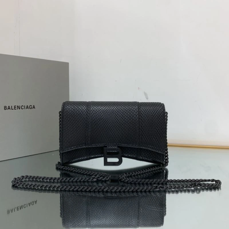 Balenciaga Snake Pattern Hourglass Chain Bag - Iconic Black Buckle