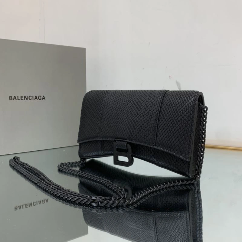 OEM Balenciaga Snake Pattern Hourglass Chain Bag - Iconic Black Buckle