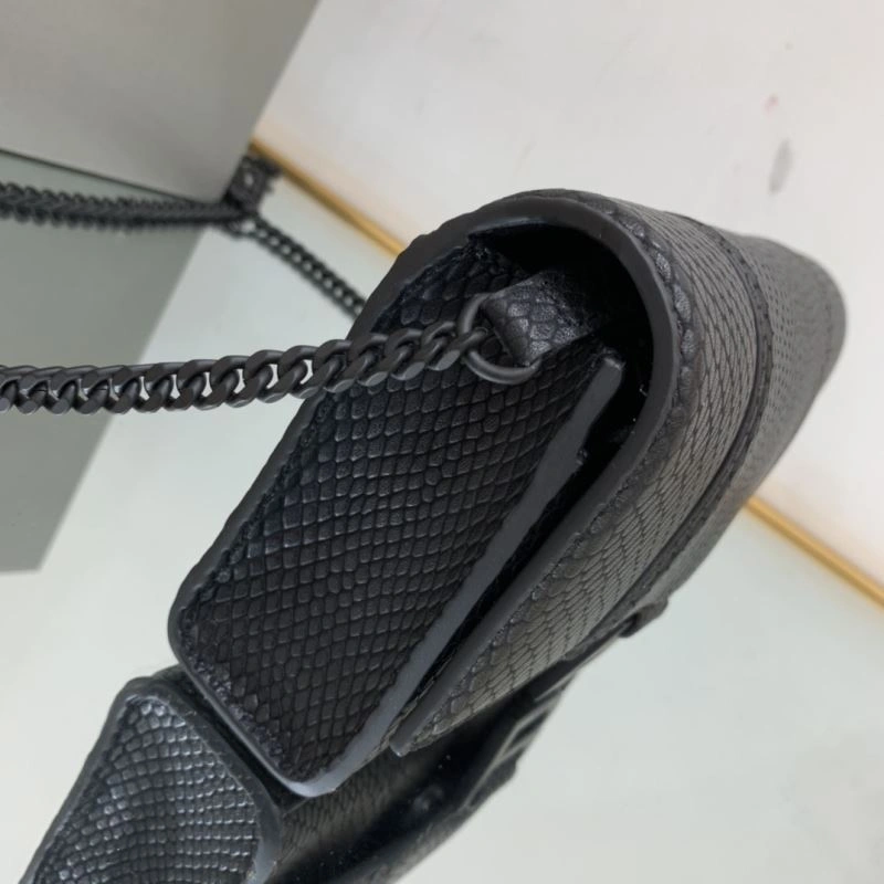 OEM Balenciaga Snake Pattern Hourglass Chain Bag - Iconic Black Buckle