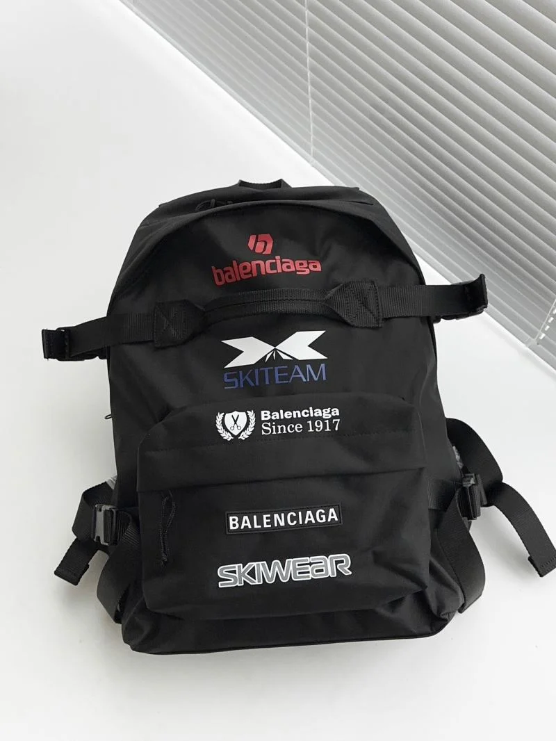 Balenciaga Sponsor Black Nylon Art Print Backpack