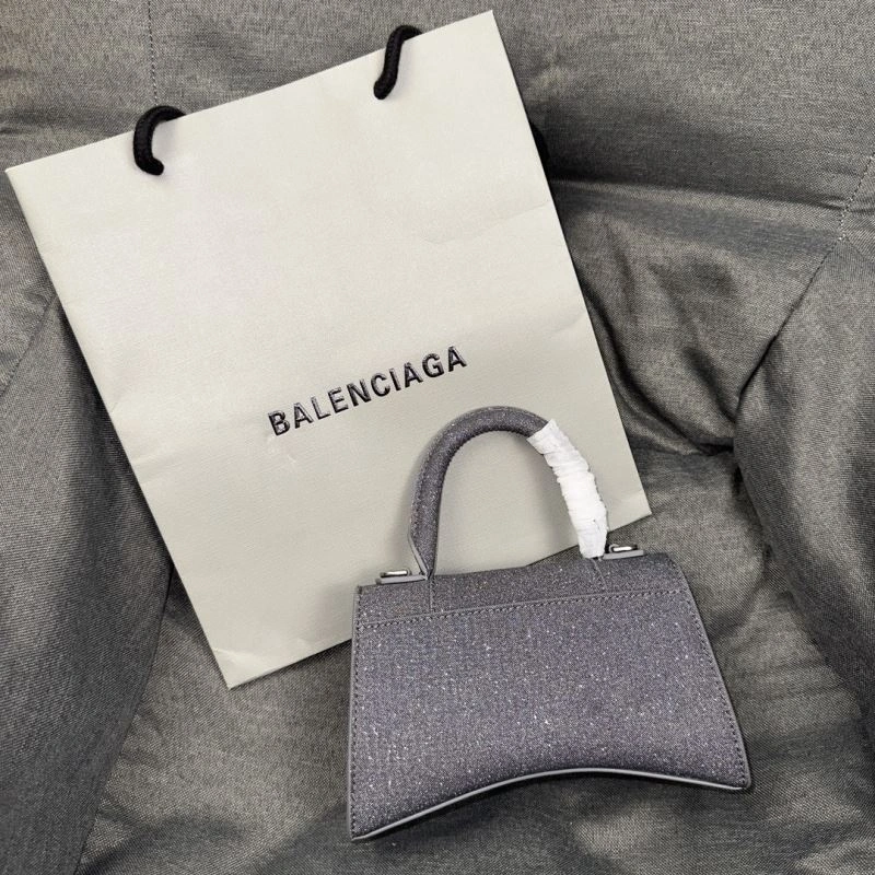 Discounted Balenciaga Starry Gray Mini Hourglass Bag with Metallic Detail